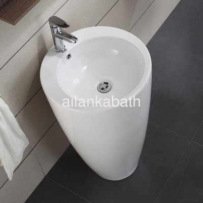 Fixing to Wall with Back Bathroom Sanitary Ware Ceramic Standing Pedestal Sinks Wash Basin