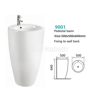 Fixing to Wall with Back Bathroom Sanitary Ware Ceramic Standing Pedestal Sinks Wash Basin