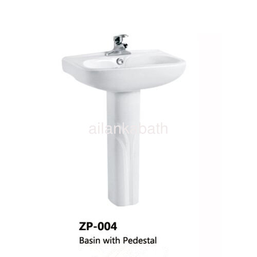 Fixing to Wall with Back Bathroom Sinks Sanitary Ware Ceramic Basin with Pedestal