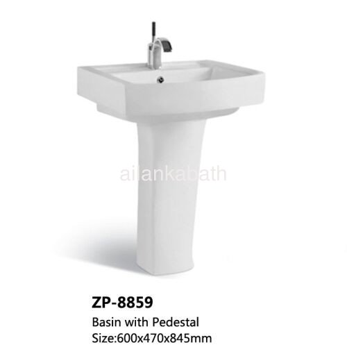 New Design Bathroom Rectangular Wash Basin White Color Ceramic Standing Pedestal Sinks