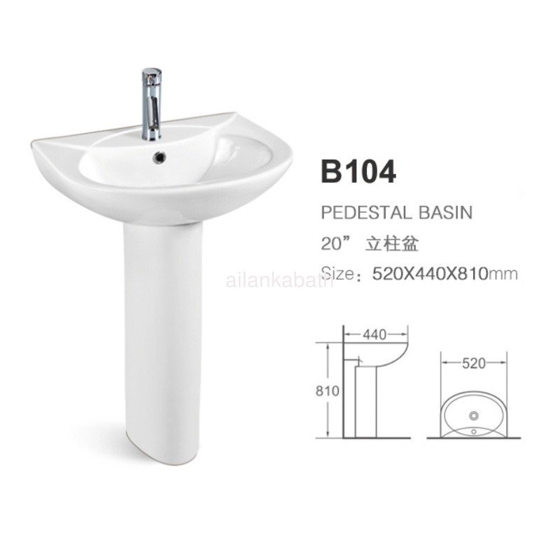 Fixing to Wall with Back Bathroom Sinks Sanitary Ware Ceramic Hand Wash Basin with Pedestal