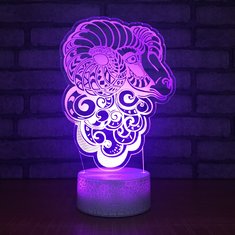 China new gift item 3D acrylic led small night light led light, small led table lamp  with 7 colors and crackle base supplier