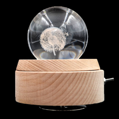 2018 new Rotating Wooden  crystal 3D led night light Music Box with Unique 3D inner engraving Tech supplier