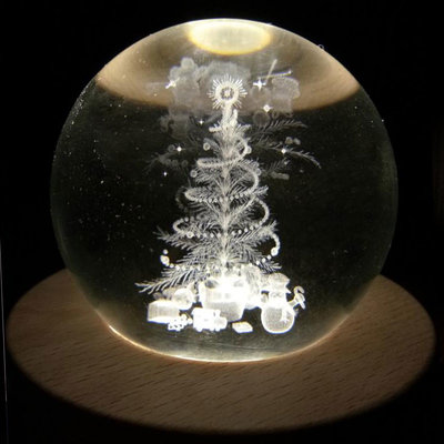 2018 new Rotating Wooden  crystal 3D led night light Music Box with Unique 3D inner engraving Tech supplier