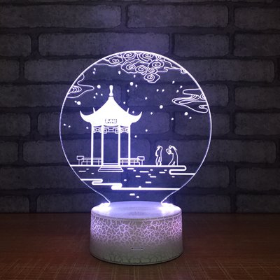 new special gift item  Crackle base 3D acrylic led small night light, small led table lamp  with 7 colors supplier