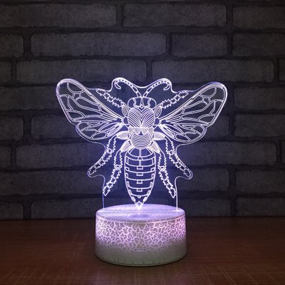 new gift item 3D acrylic led small night light led light, small led table lamp  with 7 colors and crackle base supplier