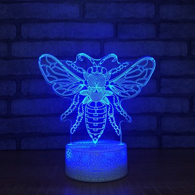 new gift item 3D acrylic led small night light led light, small led table lamp  with 7 colors and crackle base supplier