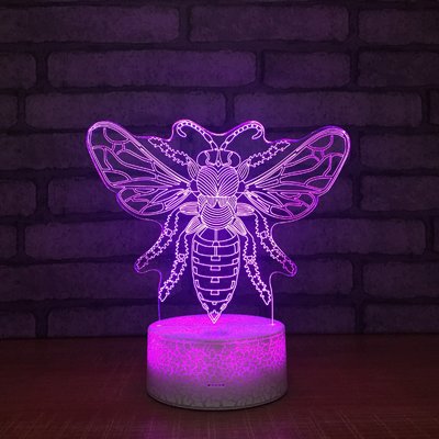 new gift item 3D acrylic led small night light led light, small led table lamp  with 7 colors and crackle base supplier