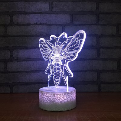 new gift item 3D acrylic led small night light led light, small led table lamp  with 7 colors and crackle base supplier
