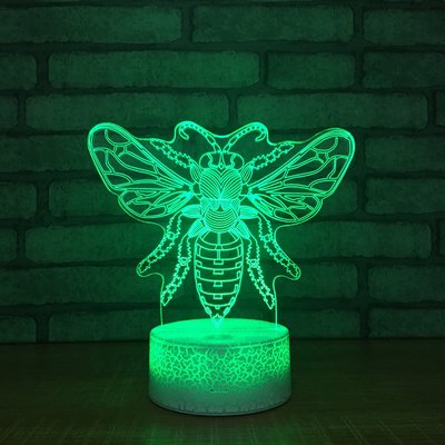 new gift item 3D acrylic led small night light led light, small led table lamp  with 7 colors and crackle base supplier