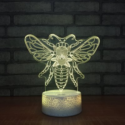 new gift item 3D acrylic led small night light led light, small led table lamp  with 7 colors and crackle base supplier