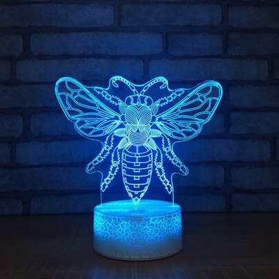 new gift item 3D acrylic led small night light led light, small led table lamp  with 7 colors and crackle base supplier