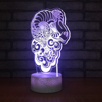 new gift item 3D acrylic led small night light led light, small led table lamp  with 7 colors and crackle base supplier