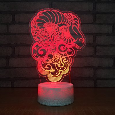 new gift item 3D acrylic led small night light led light, small led table lamp  with 7 colors and crackle base supplier