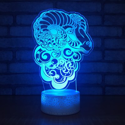 new gift item 3D acrylic led small night light led light, small led table lamp  with 7 colors and crackle base supplier