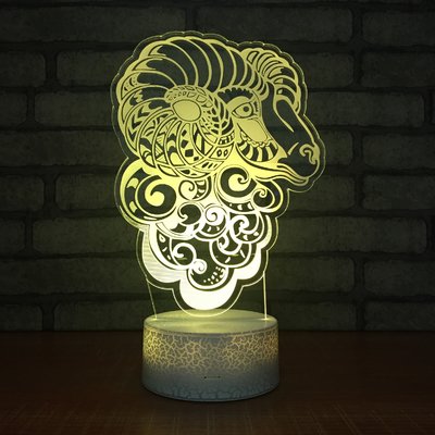 new gift item 3D acrylic led small night light led light, small led table lamp  with 7 colors and crackle base supplier