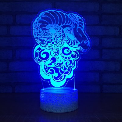 new gift item 3D acrylic led small night light led light, small led table lamp  with 7 colors and crackle base supplier