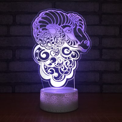 new gift item 3D acrylic led small night light led light, small led table lamp  with 7 colors and crackle base supplier
