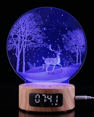 2018 Newest Product 5 in 1 3D engraving  night light  bluetoooth speaker with time display and alarm clock function supplier