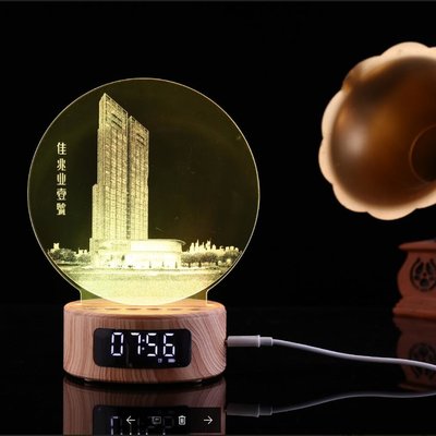 2018 Newest Product 5 in 1 3D engraving  night light  bluetoooth speaker with time display and alarm clock function supplier