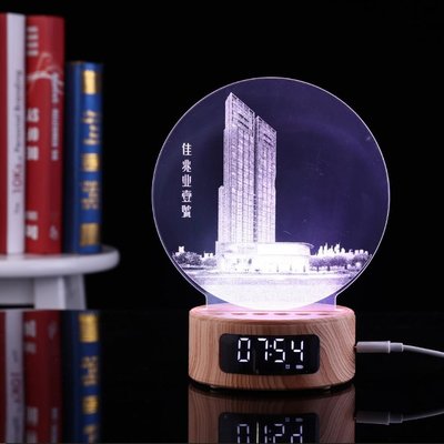 2018 Newest Product 5 in 1 3D engraving  night light  bluetoooth speaker with time display and alarm clock function supplier