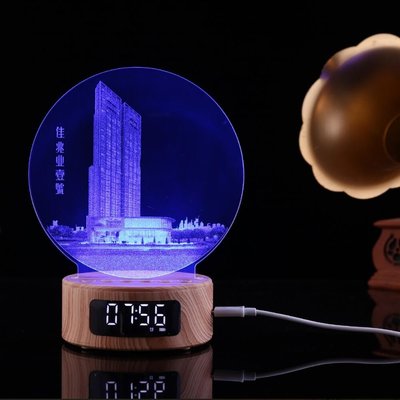 2018 Newest Product 5 in 1 3D engraving  night light  bluetoooth speaker with time display and alarm clock function supplier