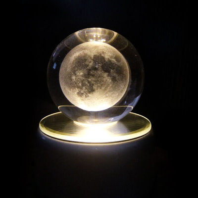 2018 new Rotating Wooden  crystal 3D led night light Music Box with Unique 3D inner engraving Tech supplier