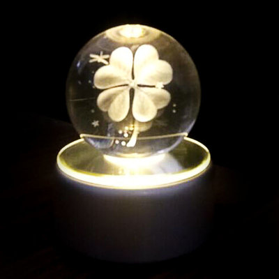 2018 new Rotating Wooden  crystal 3D led night light Music Box with Unique 3D inner engraving Tech supplier