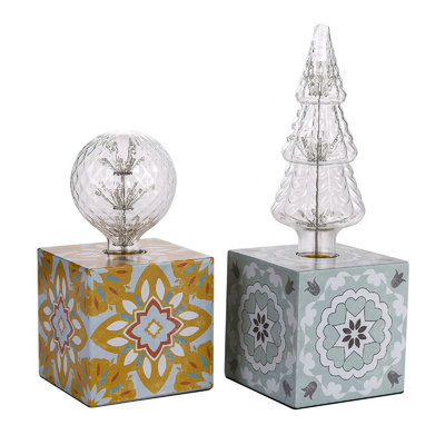 Exclusively design Cube iron Table Lamp bedside lamp with retro sticker with 3 colors supplier