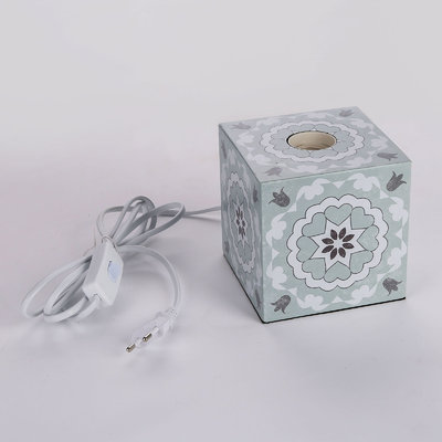 Exclusively design Cube iron Table Lamp bedside lamp with retro sticker with 3 colors supplier