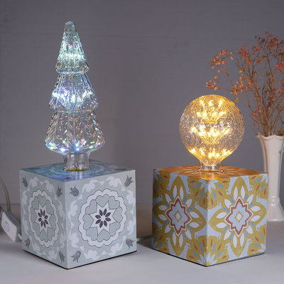 Exclusively design Cube iron Table Lamp bedside lamp with retro sticker with 3 colors supplier