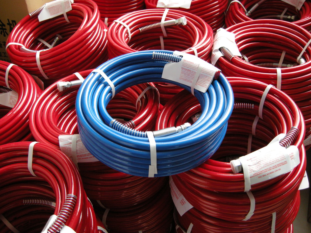 15m Airless Paint Sprayer Hose 3300psi 1/4in-38/in with blue and red color