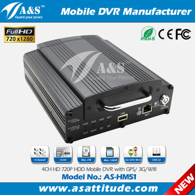 Full 720P AHD HDD Mobile DVR 3G 4G Mobile DVR with GPS/ Wi-Fi