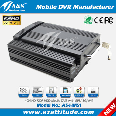 Full 720P AHD HDD Mobile DVR 3G 4G Mobile DVR with GPS/ Wi-Fi