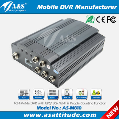 Full D1 4CH H.264 3G Car DVR with Passanger Counter