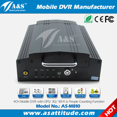 Full D1 4CH H.264 3G Car DVR with Passanger Counter