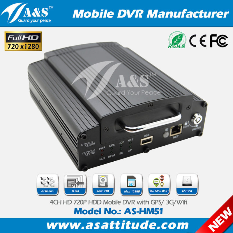 Full 720P AHD HDD Mobile DVR 3G 4G Mobile DVR with GPS/ Wi-Fi