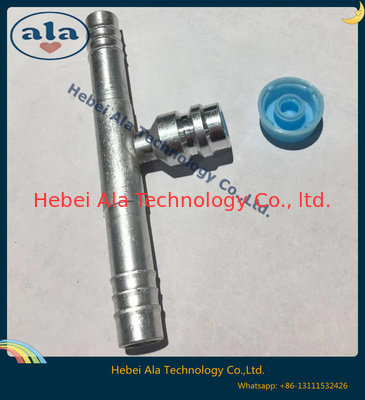 Auto A/C Hose Clamp Straight Connector With R134a Refrigerant Valve/Through Pipe Aluminium Fittings with R134a Valve