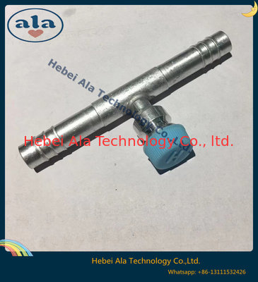 Auto A/C Hose Clamp Straight Connector With R134a Refrigerant Valve/Through Pipe Aluminium Fittings with R134a Valve