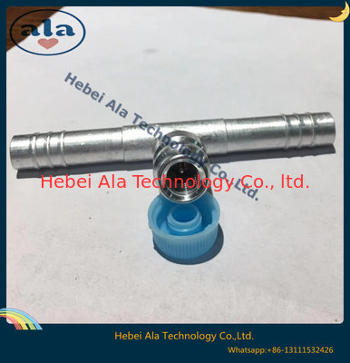 Auto A/C Hose Clamp Straight Connector With R134a Refrigerant Valve/Through Pipe Aluminium Fittings with R134a Valve