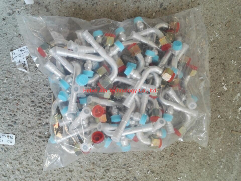 Auto a/c aluminum pipe fitting for hose Car A/C HOSE FITTINGS Aluminium joint with iron cap