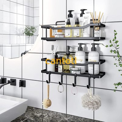 2-Pack Adhesive No Drilling Rustproof Stainless Steel Shower Caddy Shower Shelf