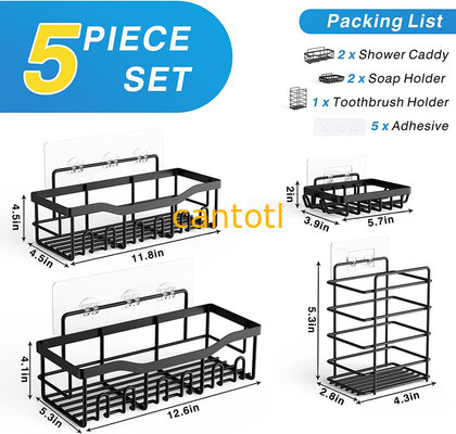 No Drilling Large Capacity Rustproof Stainless Steel Bathroom Organizer Bathroom Shower Shelves for Inside Shower Rack