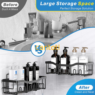 No Drilling Large Capacity Rustproof Stainless Steel Bathroom Organizer Bathroom Shower Shelves for Inside Shower Rack