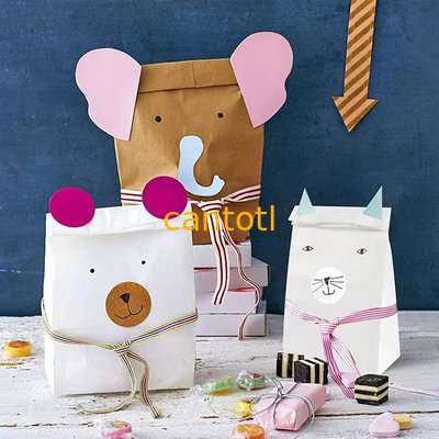 Eco-friendly Printing Custom Kraft Paper Bag Retail Gift Packaging Candy Wrapping Paper Bag Without Handle