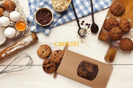 Bakery Bags with Window Brown Tin Tie Tab Lock Bags Kraft Paper Bags for Cookies, Coffee