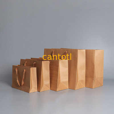 Industrial Surface Packaging Custom Logo Print Wholesale Grocery White Brown Kraft Paper Gift Bag with Handle