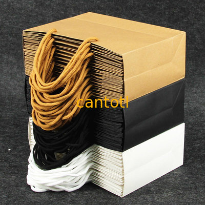 Industrial Surface Packaging Custom Logo Print Wholesale Grocery White Brown Kraft Paper Gift Bag with Handle