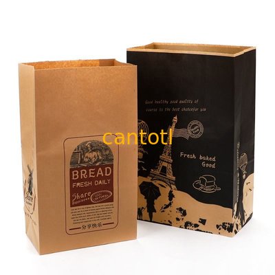 Food Grade Customized Printed Greaseproof Sandwich Hot Dog Packaging Brown or White Takeaway Kraft Paper Bag