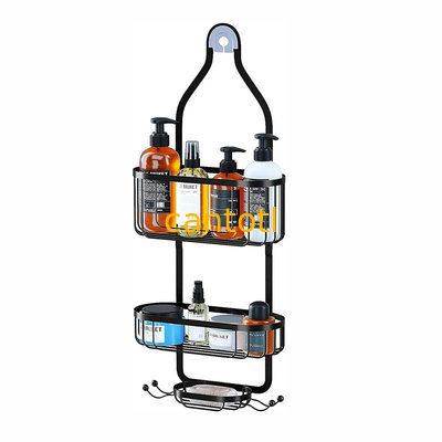 Rustproof Black Over Head Shower Caddy Bathroom Hanging Shower Organizer with Hooks